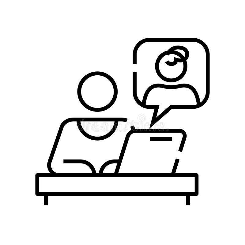Online Discussion Line Icon, Concept Sign, Outline Vector Illustration ... Online Discussion Line Icon, Concept Sign, Outline Vector Illustration ...