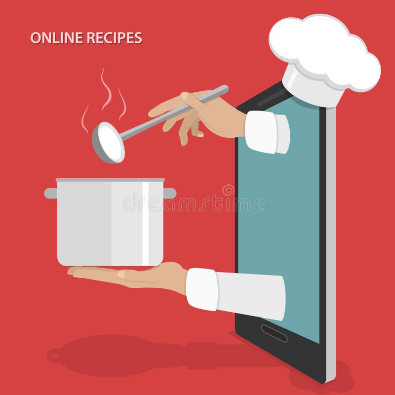 Online Recipes and Cooking Books, Vector Isometric Illustration. the ...