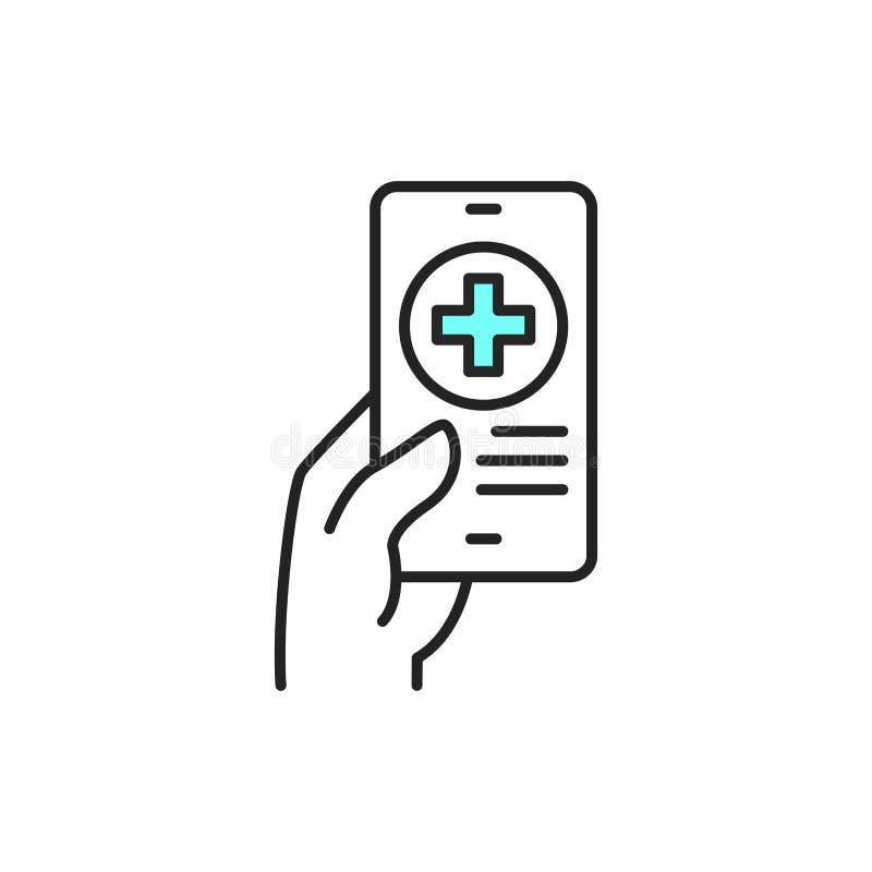 Online Doctor App Line Color Icon. Sign for Web Page, Mobile App ...