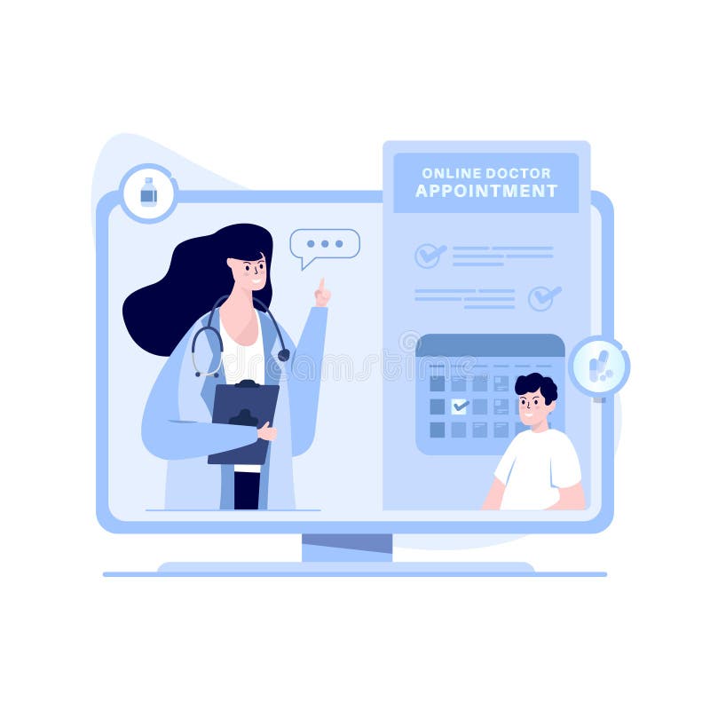 Online Doctor Appointment Illustration Stock Vector - Illustration of ...