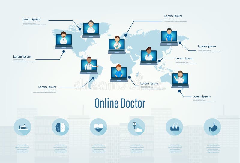 Online doctor infographic stock vector. Illustration of copy - 194791576