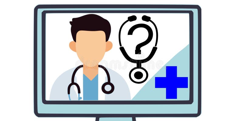 Online Doctor Question Mark Stethoscope Vector Graphics Illustration ...