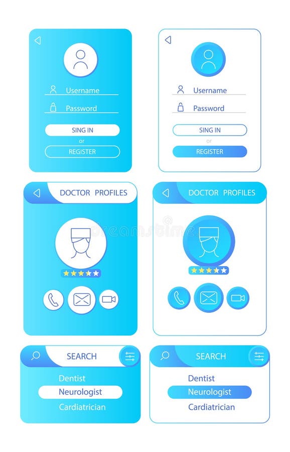 Online Doctor Services Profile UI Elements Kit Stock Vector ...