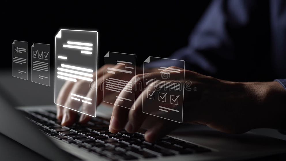 Online Document Management To Boost Workflow Efficiency Muxer Stock Photo - Image of electronic ...