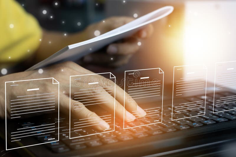 Online Document Review Concept, Using the Cloud System Stock ...