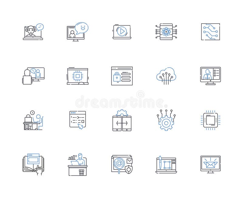 Online Domain Line Icons Collection. Virtual, Digital, Cyber, Remote ... Online Domain Line Icons Collection. Virtual, Digital, Cyber, Remote ...
