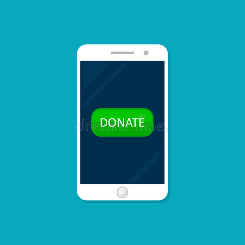 Online Donation Smartphone with Button on Screen, Vector Flat Design ...