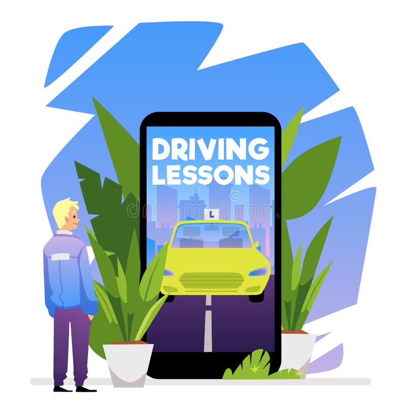 Online Driving License School Application Flat Vector Illustration ...