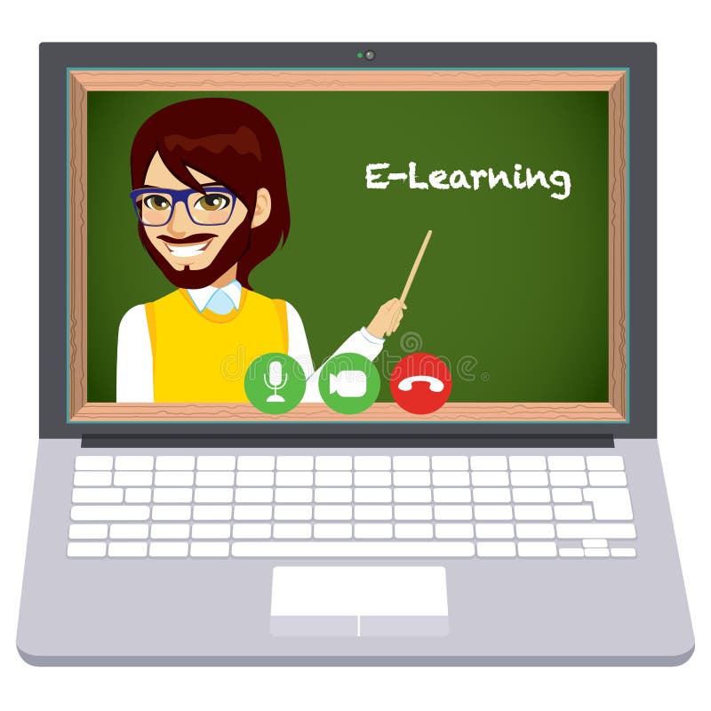 Online E-Learning Male Teacher Stock Vector - Illustration of cartoon ...