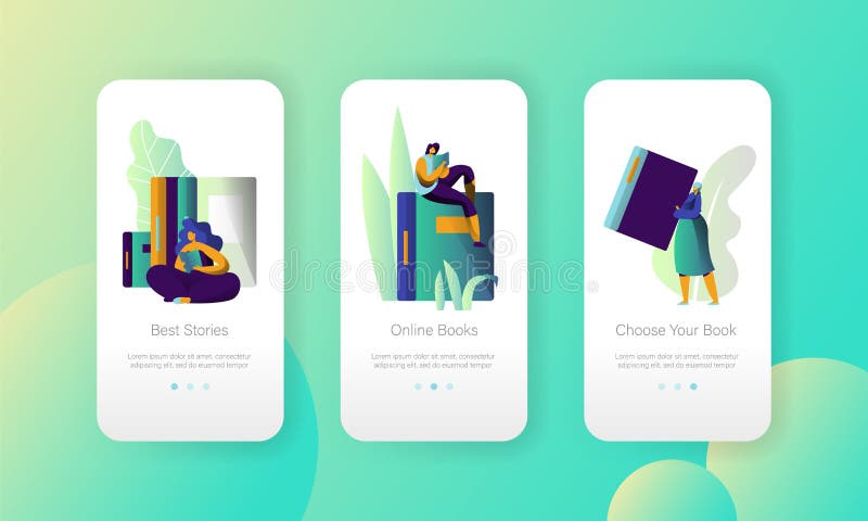 Online Ebook Library Modern University Mobile App Page Onboard Screen ...