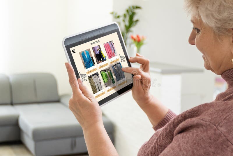 Online Ecommerce Shopping on Screen Using App Stock Photo - Image of ...