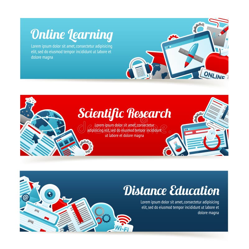 E-learning Banners Set stock vector. Illustration of examination - 78338433