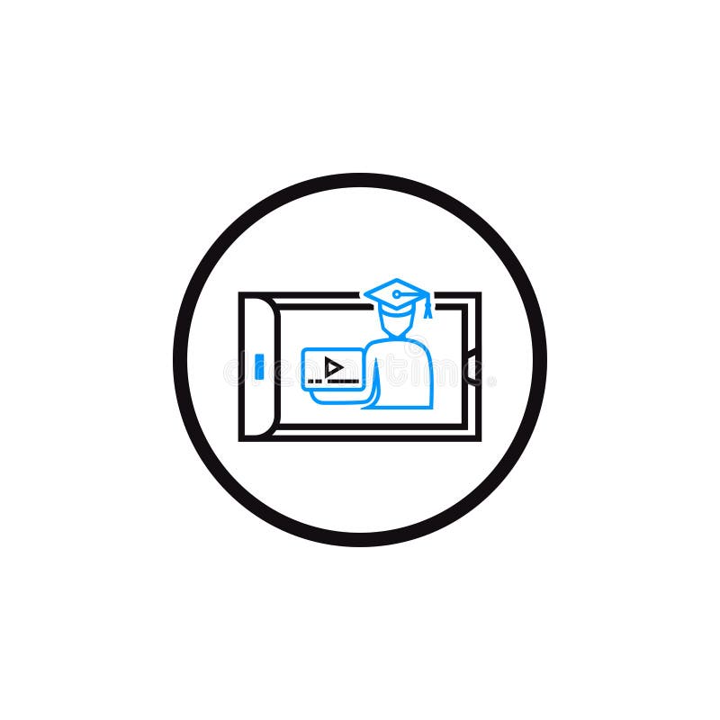 Online Education and Business Training Icon in Circle Stock Vector ...