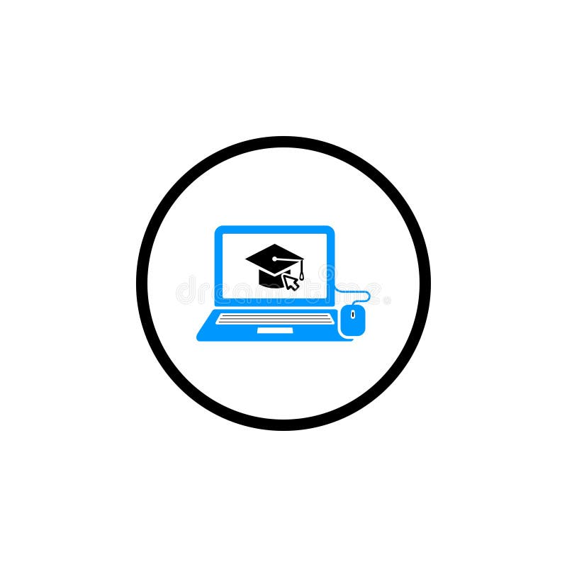 Online Education and Business Training Icon in Circle Stock Vector ...