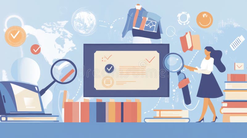 Online Education and Certification Stock Illustration - Illustration of ...