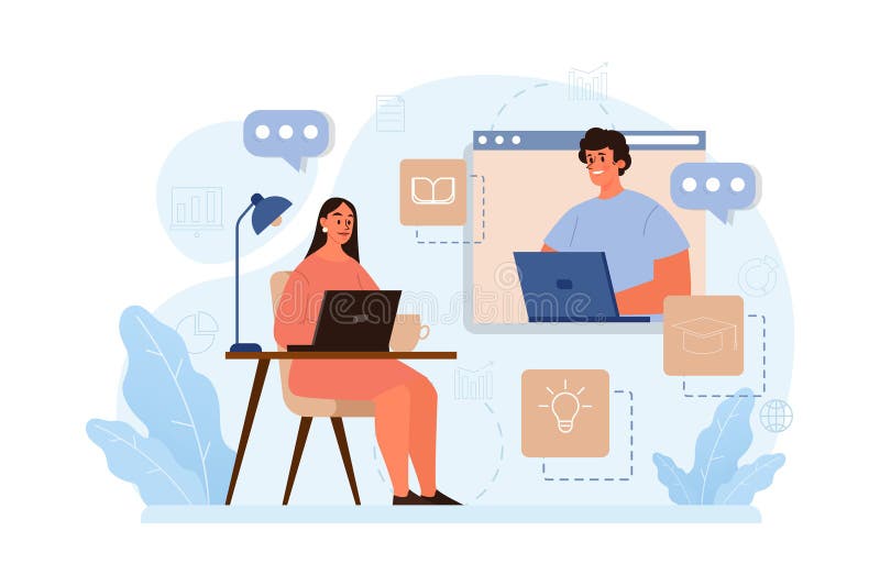 Online Education. Character Study Remotely Using Internet, Online Stock ...