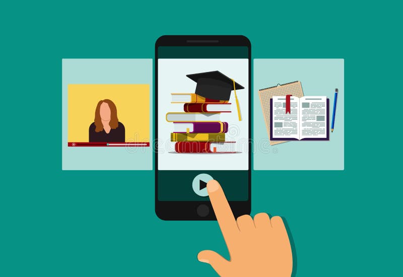 Online Education in Classroom on Mobile. E-learning in School ...