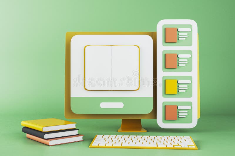 Online Education Concept with Books and Digital Interface on Green ...