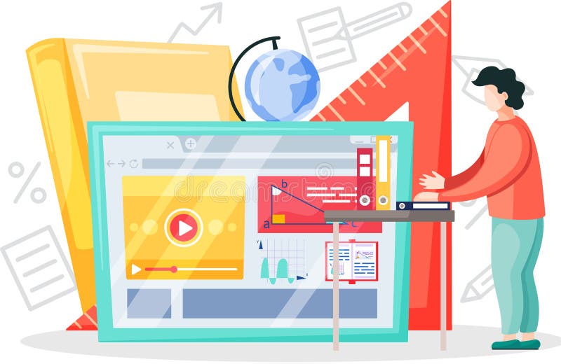 Online Education Concept. Home Schooling. Man Student Working on Laptop ...