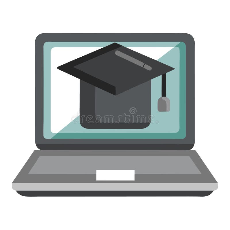 Online Education Concept: Graduation Cap on Laptop Screen for Digital ...