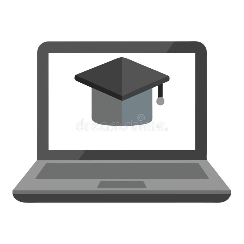 Online Education Concept: Graduation Cap on Laptop Screen Representing ...