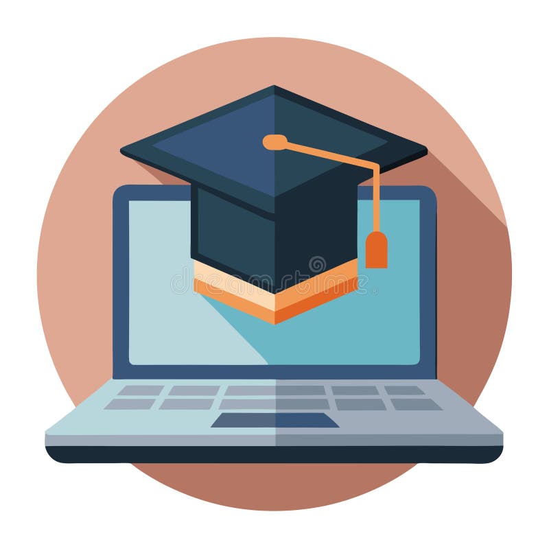 Online Education Concept: Graduation Cap on Laptop Screen Representing ...
