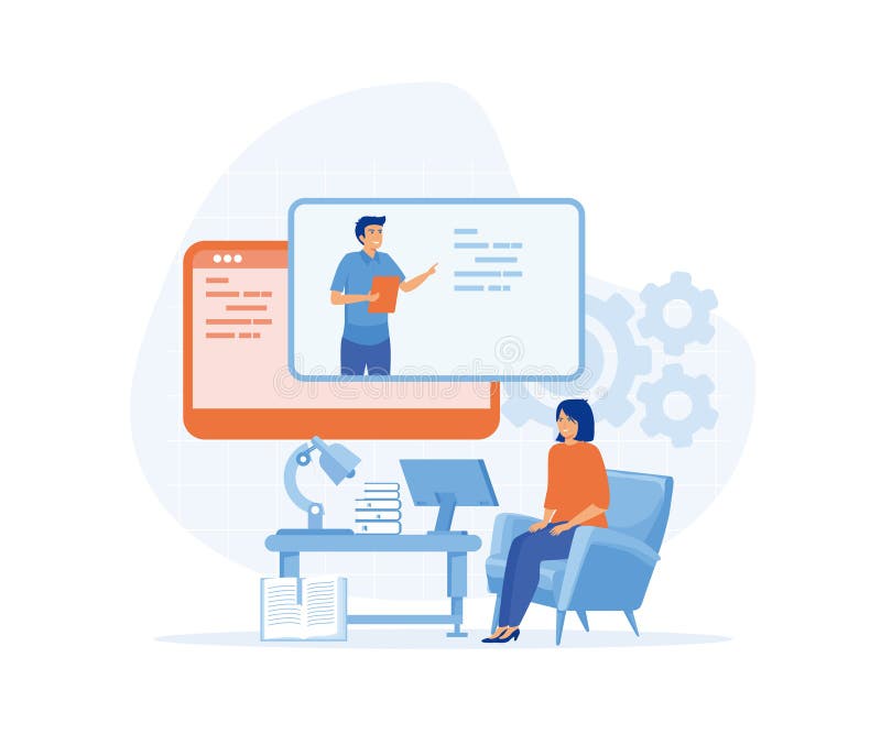 Online Education Concept. Master Class. Flat Vector Modern Illustration ...