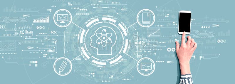 Online Education Concept with Person Using Smartphone Stock Image ...