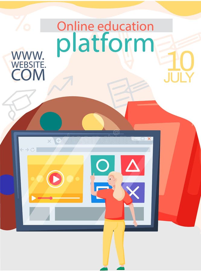 Online Education Concept. Student Working on Laptop with Learning ...