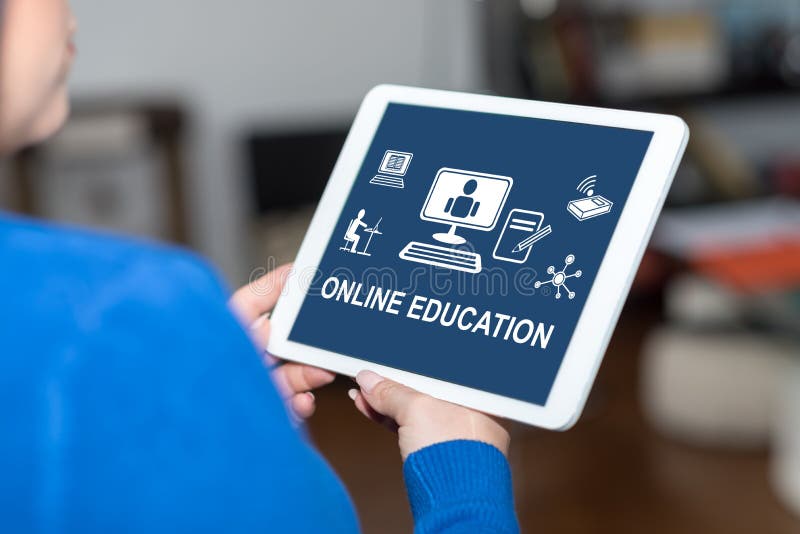 Online Education Concept on a Tablet Stock Image - Image of application ...