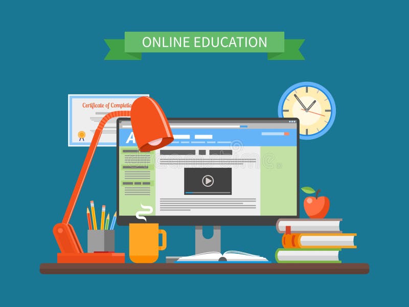 Online Education Concept. Vector Illustration in Flat Style. Internet ...