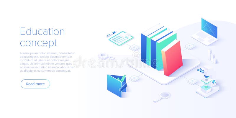 Online Education Concept Vector Illustration In Isometric Design ...