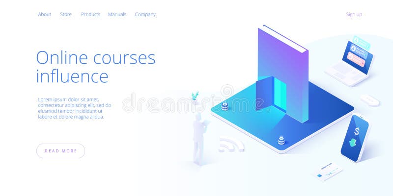 Online Education Concept Vector Illustration in Isometric Design ...