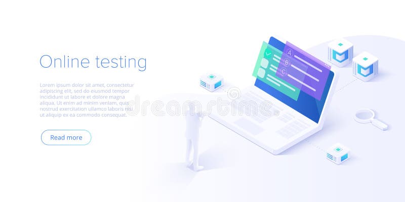 Online Education Concept Vector Illustration in Isometric Design ...
