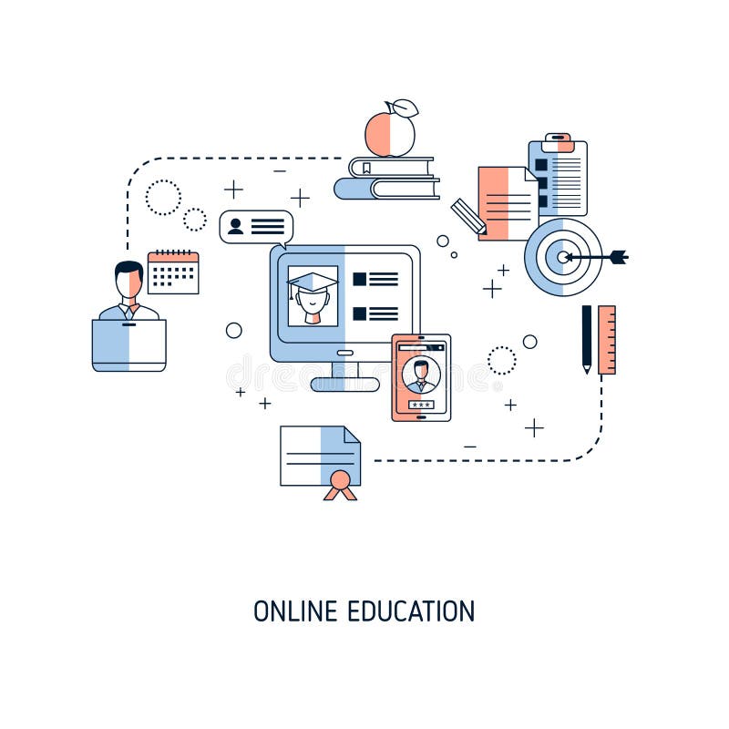 Online Course Concept Illustration Stock Vector - Illustration of ...