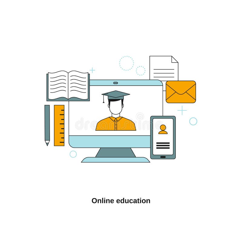 Online education concept stock vector. Illustration of online - 190312873