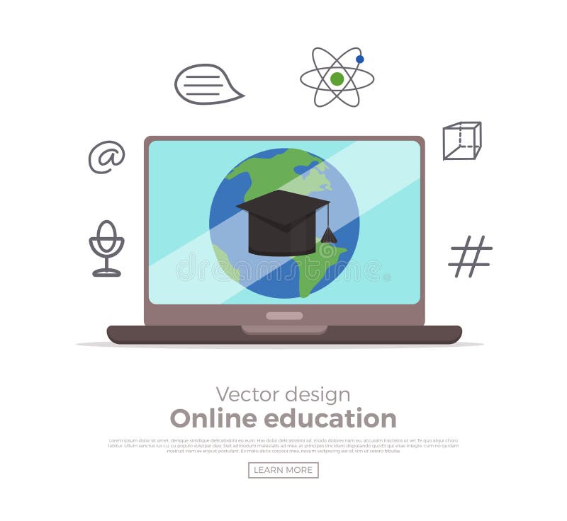 Online education concept. stock vector. Illustration of design - 125313823