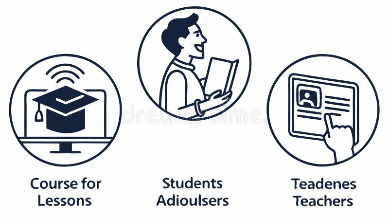 Online Education Course Lessons and Students and Teachers and Learning ...