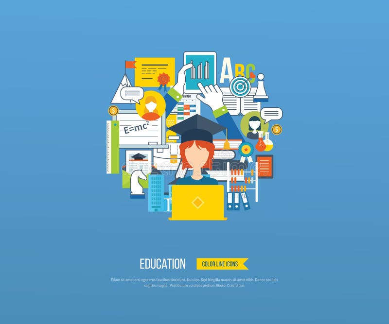 Online Education and Courses Stock Vector - Illustration of line ...
