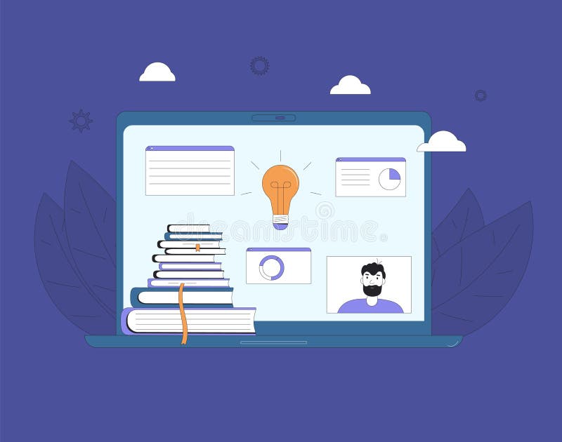 Online Education. Digital Learning on Computer Screen. Internet Webinar ...