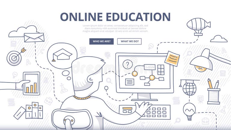 Online Education Doodle Concept Stock Vector - Illustration of ...