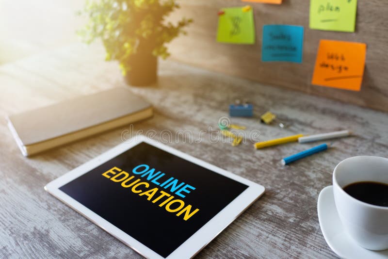 Online Education, E-learning Concept Concept on Device Screen. Stock ...