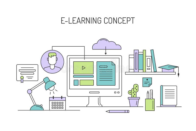 Online Education and E-learning Concept Stock Vector - Illustration of ...