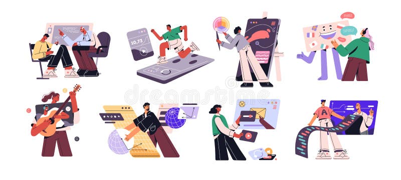 Online Education, E-learning Concept. Students Studying at Virtual ...