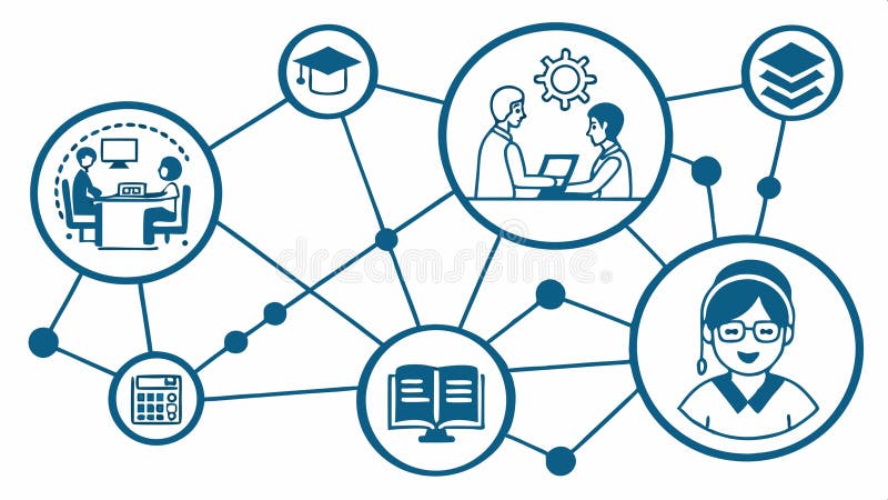 Online Education and E,learning Network, Digital Study Resources Vector ...