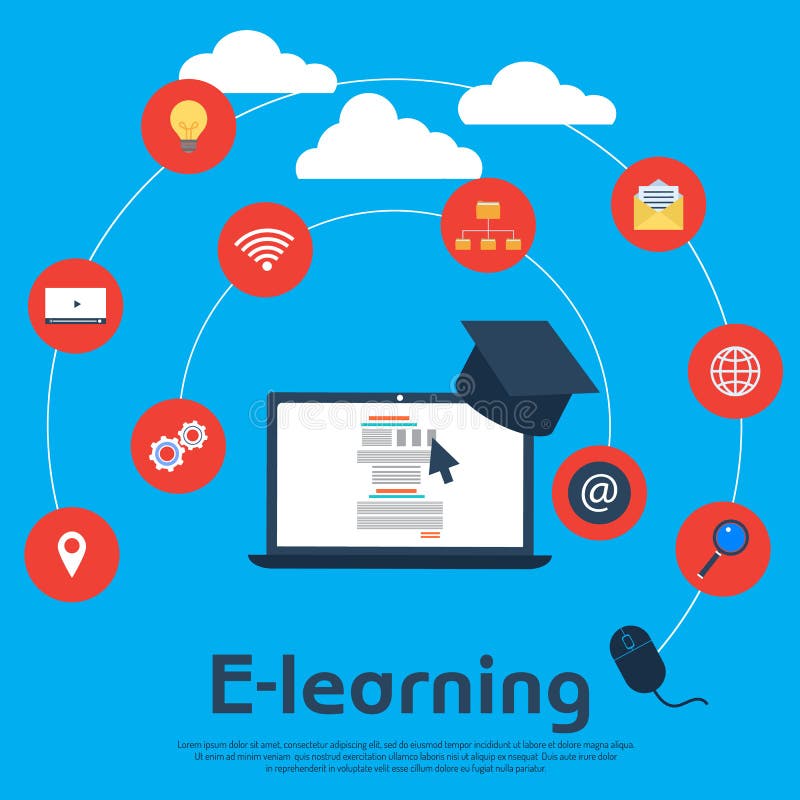 Online Education E-learning School Concept. Stock Vector - Illustration ...