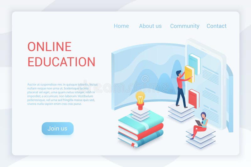 Online Education, Elearning Isometric Landing Page Vector Template ...