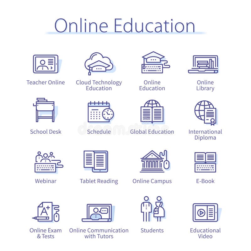 Online Education, Elearning and Web Study Set Stock Vector ...