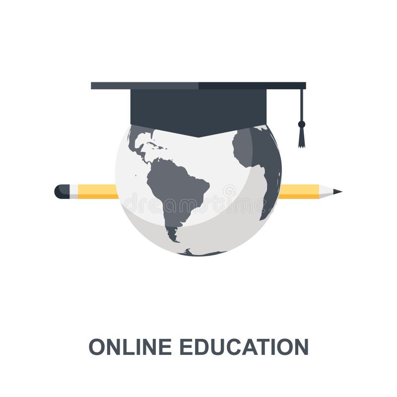 Online Education Flat Icon Design Concept Stock Vector - Illustration of internet, learning ...