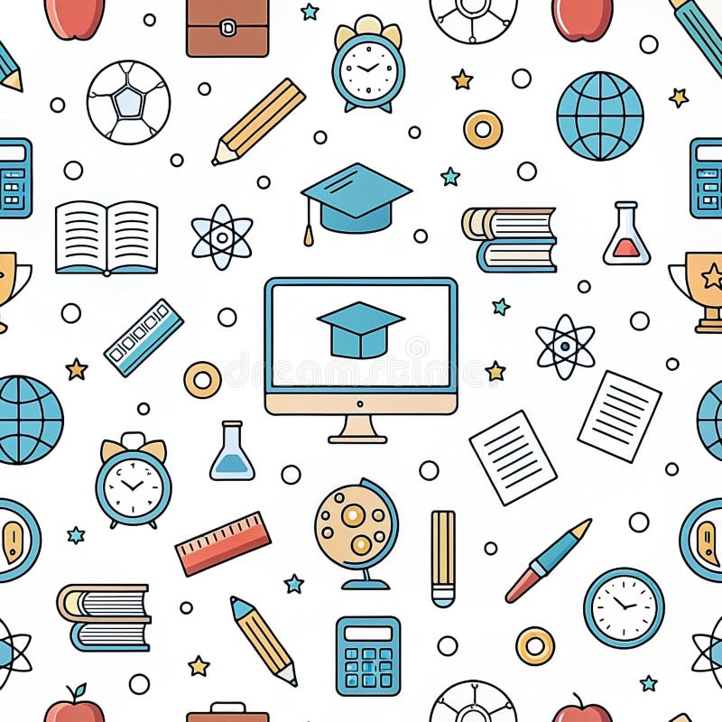 Online Education Global Learning Seamless Pattern Back-to-school ...